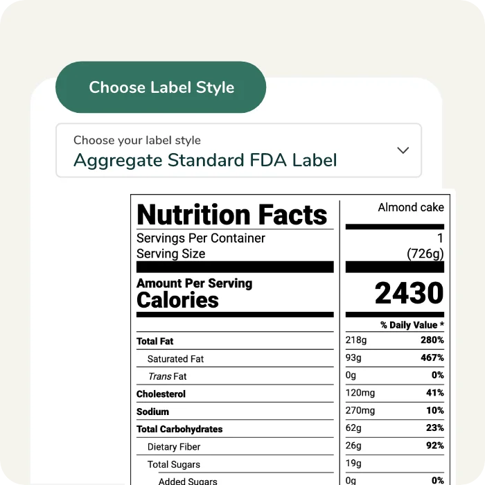 Nutrition Fact Software for FDA-approved Labels